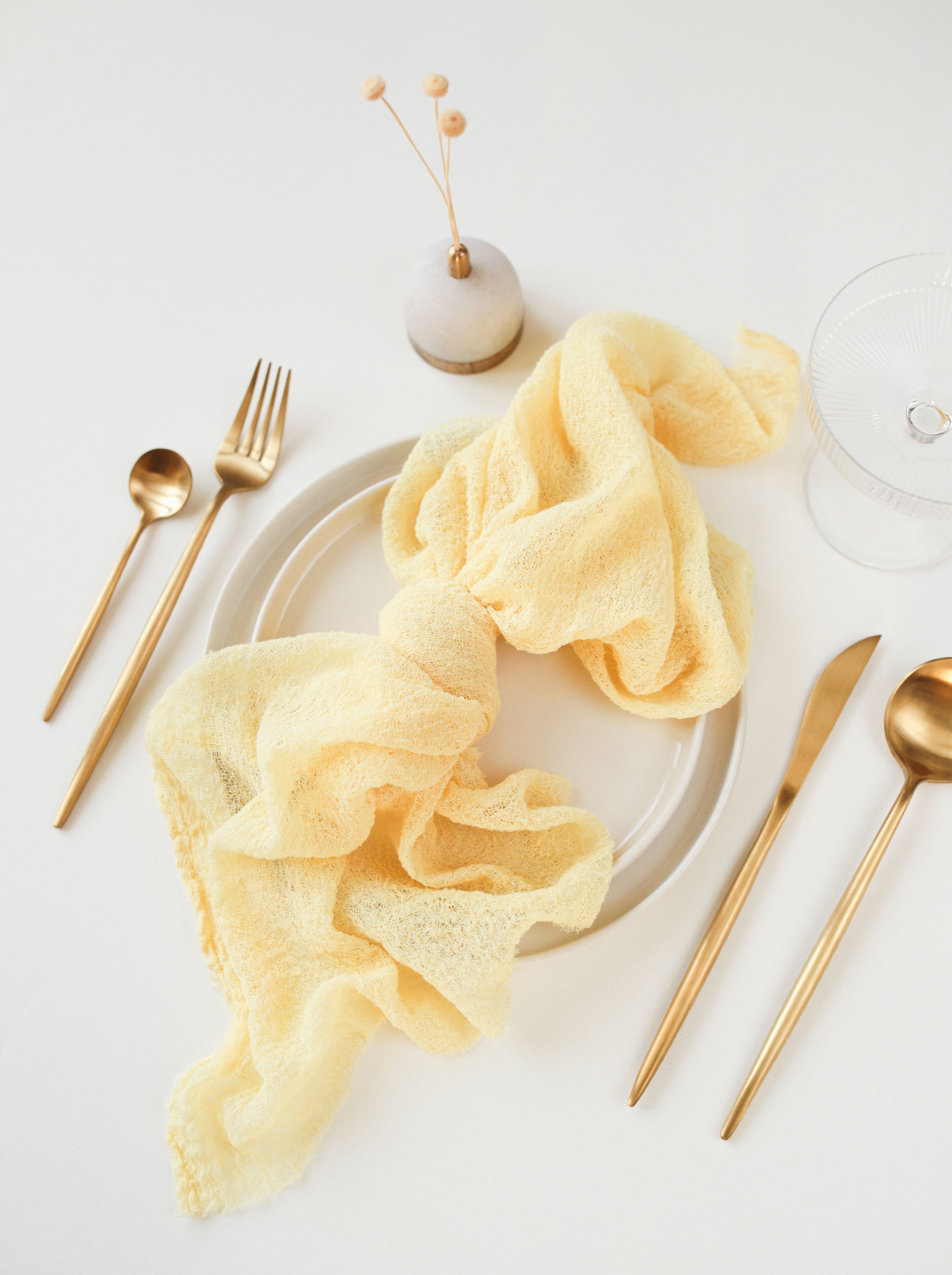 Yellow Cream Cheesecloth Gauze Napkin Set – Emma's Attic Studio